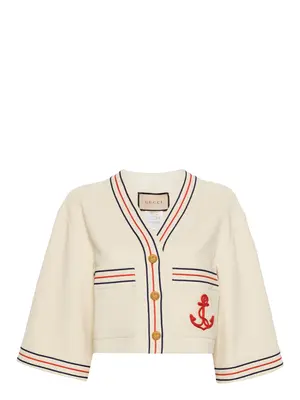 GUCCI Anchor Appliqué Cropped Cardigan