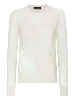 Dolce & Gabbana Lace-inserts Buttoned Cardigan - White