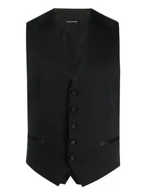Tagliatore Button-down Cotton Waistcoat - Black