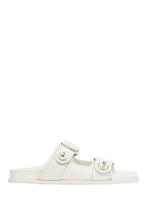 JIMMY CHOO Fayence Leather Flat Sandals - Neutral