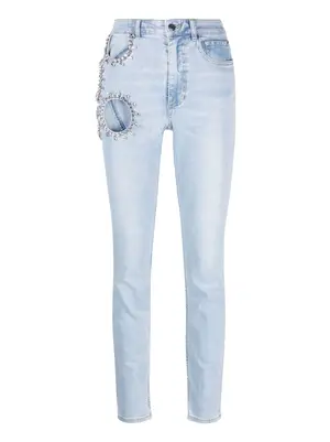 AREA Crystal-embellished Jeans - Blue