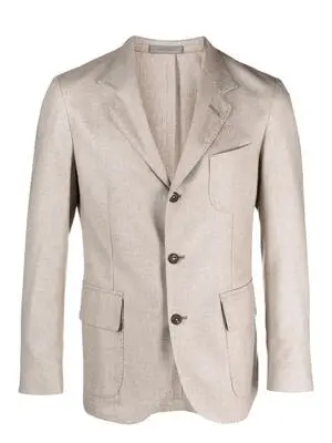 Corneliani Single Breasted Wool-blend Blazer - Neutrals