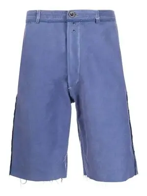 MAISON MARGIELA Raw-edge Cotton Bermuda Shorts - Blue