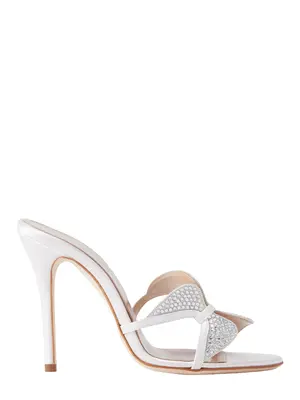 Alessandra Rich Butterfly Crystal-embellished Mules - White