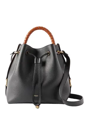 Chloé Chloé Marcie Textured-Leather Bucket Bag Black