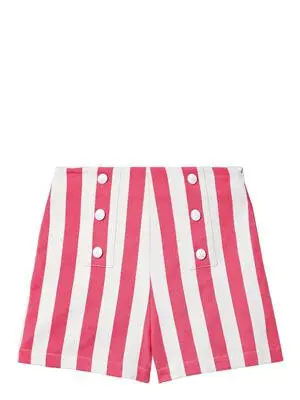 Miguelina Net Sustain Ariella Striped Organic Cotton-twill Shorts - Red
