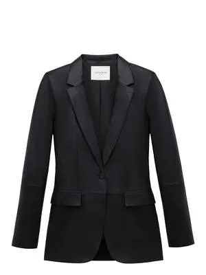 Lafayette 148 New York Nappa Leather Single Button Blazer - Black