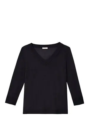 Lafayette 148 New York Fine Cashmere V-neck Sweater - Black