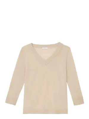 Lafayette 148 New York Fine Cashmere V-neck Sweater - Dune