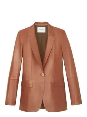 Lafayette 148 New York Nappa Leather Single-button Blazer - Copper