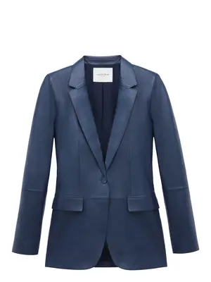 Lafayette 148 New York Lafayette 148 New York Nappa Leather Blazer Midnight Blue