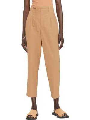 Everlane Poplin Pleated Tapered Pants Caramel