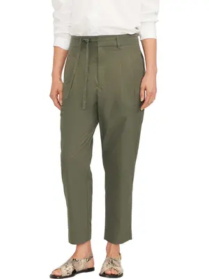 Everlane Poplin Pleated Tapered Pants Olive