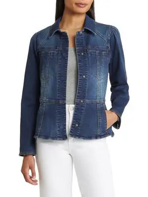 Wit & Wisdom Peplum Denim Jacket - Blue