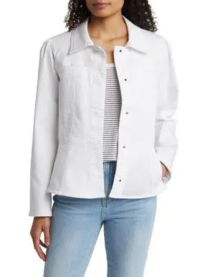 Wit & Wisdom Peplum Denim Jacket - Optic White