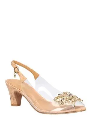 J. Reneé J. Reneé Kerensa Crystal Butterfly Slingback Pumps Clear/ Natural/ Gold
