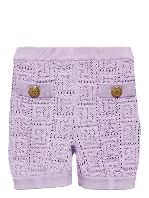 Balmain Monogram Knit Shorts - Beige