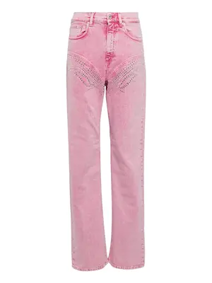 Y/project Crystal-embellished Wide-leg Jeans - Pink