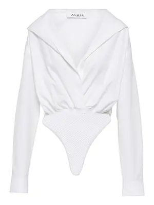 Alaïa Hooded Cotton Bodysuit - White