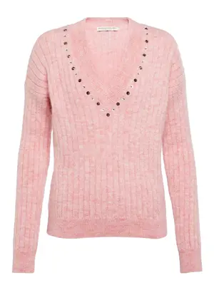Alessandra Rich Embellished Wool-blend Sweater - Pink