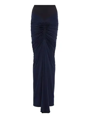 Alaïa Draped Stretch Jersey Maxi Skirt - Blue