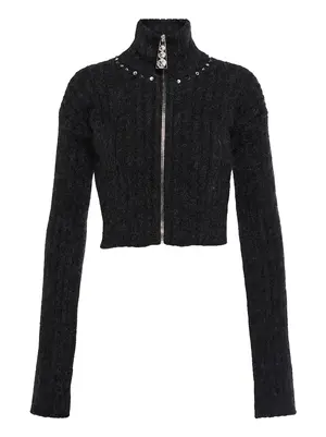 Alessandra Rich Embellished Wool-blend Sweater - Black