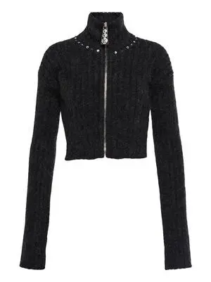 Alessandra Rich Embellished Wool-blend Sweater - Black
