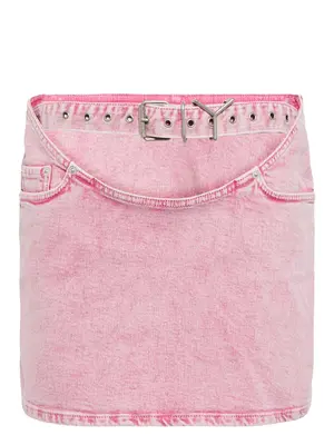Y/project Belted Denim Miniskirt - Pink
