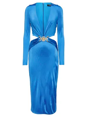 Versace Medusa Biggie Cutout Midi Dress - Blue