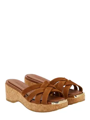 JIMMY CHOO Maribou 50 Suede Sandals - Brown