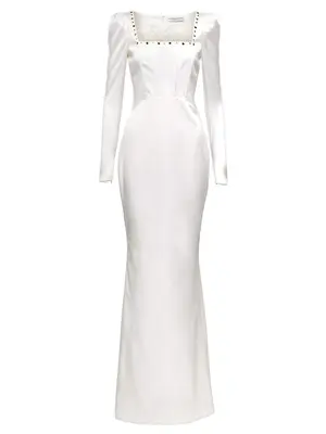 Alessandra Rich Square-neck Gown - White
