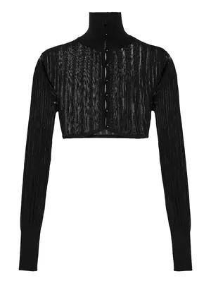 Alaïa Ribbed-knit Cropped Cardigan - Black