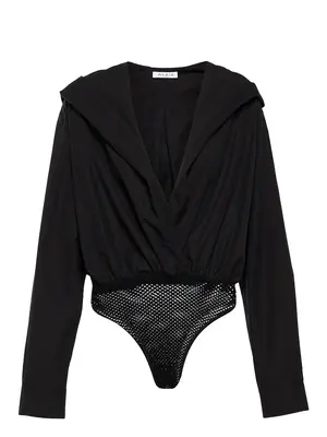 Alaïa Hooded Cotton Bodysuit - Black