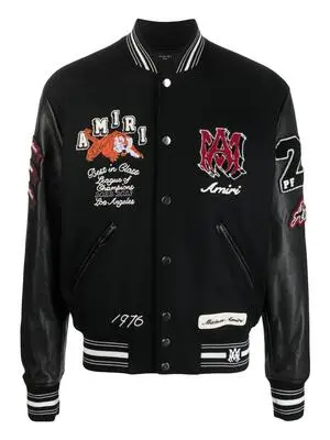 Amiri Varsity Jacket With Appliqué Detailing - Black