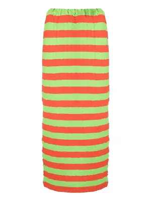 Sunnei Curled Striped Midi Skirt - Orange
