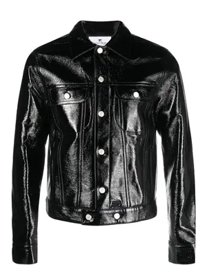 COURREGES High-shine Leather Jacket - Black
