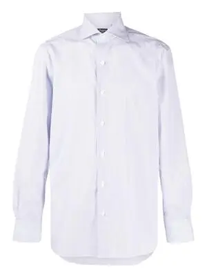 FINAMORE 1925 Striped Spread-collar Cotton Shirt - White