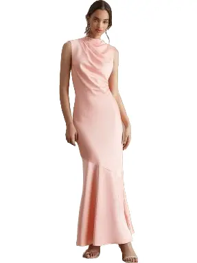 Significant Other Lana Cowl-Neck Tie-Back Maxi Dress Orange