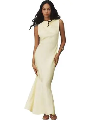 Significant Other Lana Satin Maxi Dress - Pastel Yellow