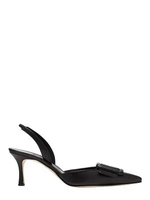 Manolo Blahnik Maysli Leather Pumps - Black