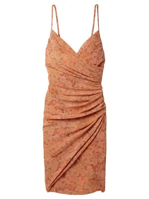 CORTANA Net Sustain Biba Gathered Floral-print Silk Crepe De Chine Mini Dress - Multi