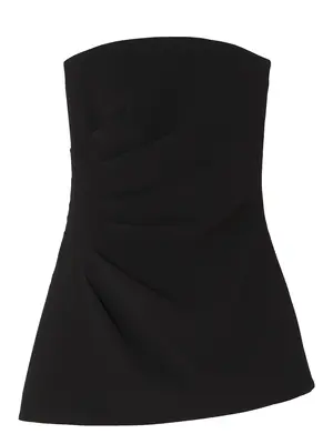 Proenza Schouler Strapless Gathered Crepe Top - Black