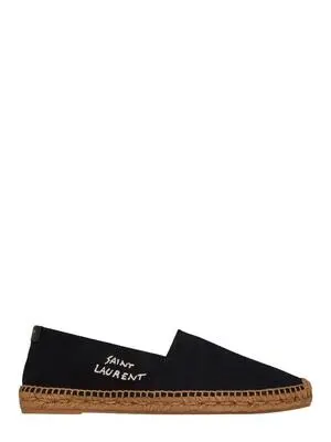 Saint Laurent Embroidered Canvas Espadrilles - Black