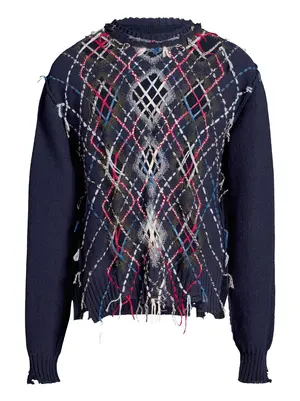MAISON MARGIELA Cut-out Intarsia-knit Jumper - Blue