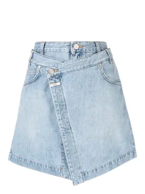 Closed Wrap-design Denim Miniskirt - Blue