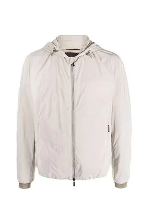 MOORER Logo-tag Zip-up Jacket - Neutrals