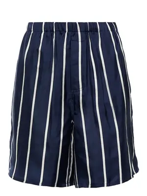 Ami Striped High-rise Silk Shorts - Blue