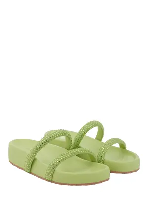 GIANVITO ROSSI Croisette Embellished Leather Sandals - Green