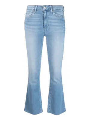 Paige Logo Patch Flared Jeans - Blue
