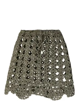 GANNI Crochet-knit Miniskirt - Black